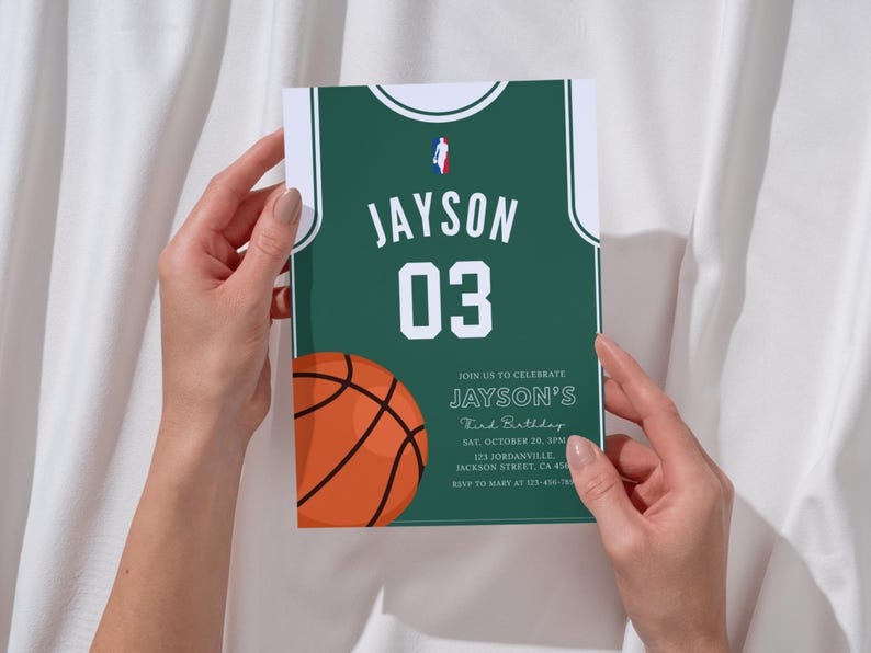 Boston Celtics Basketball Birthday Invitation Template Printable Kids ...
