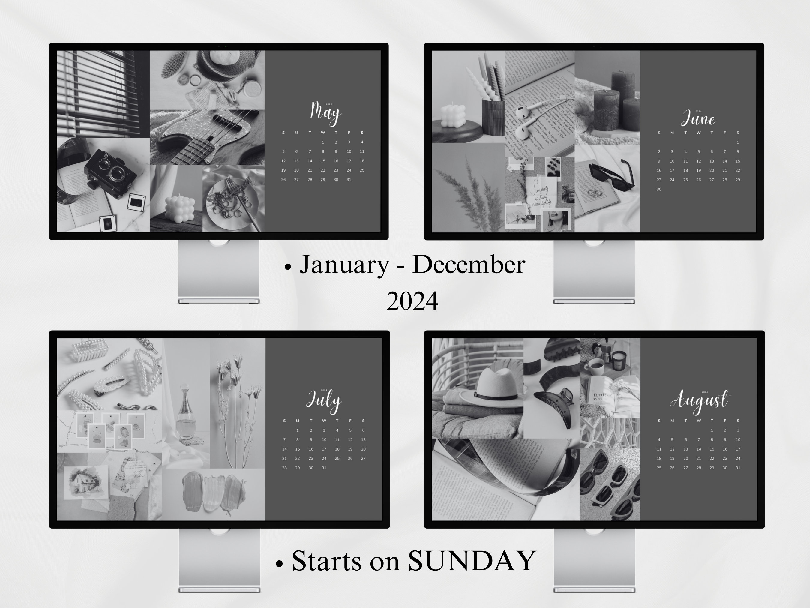 Desktop Wallpaper Calendar Digital Desktop Organizer Aesthetic ...