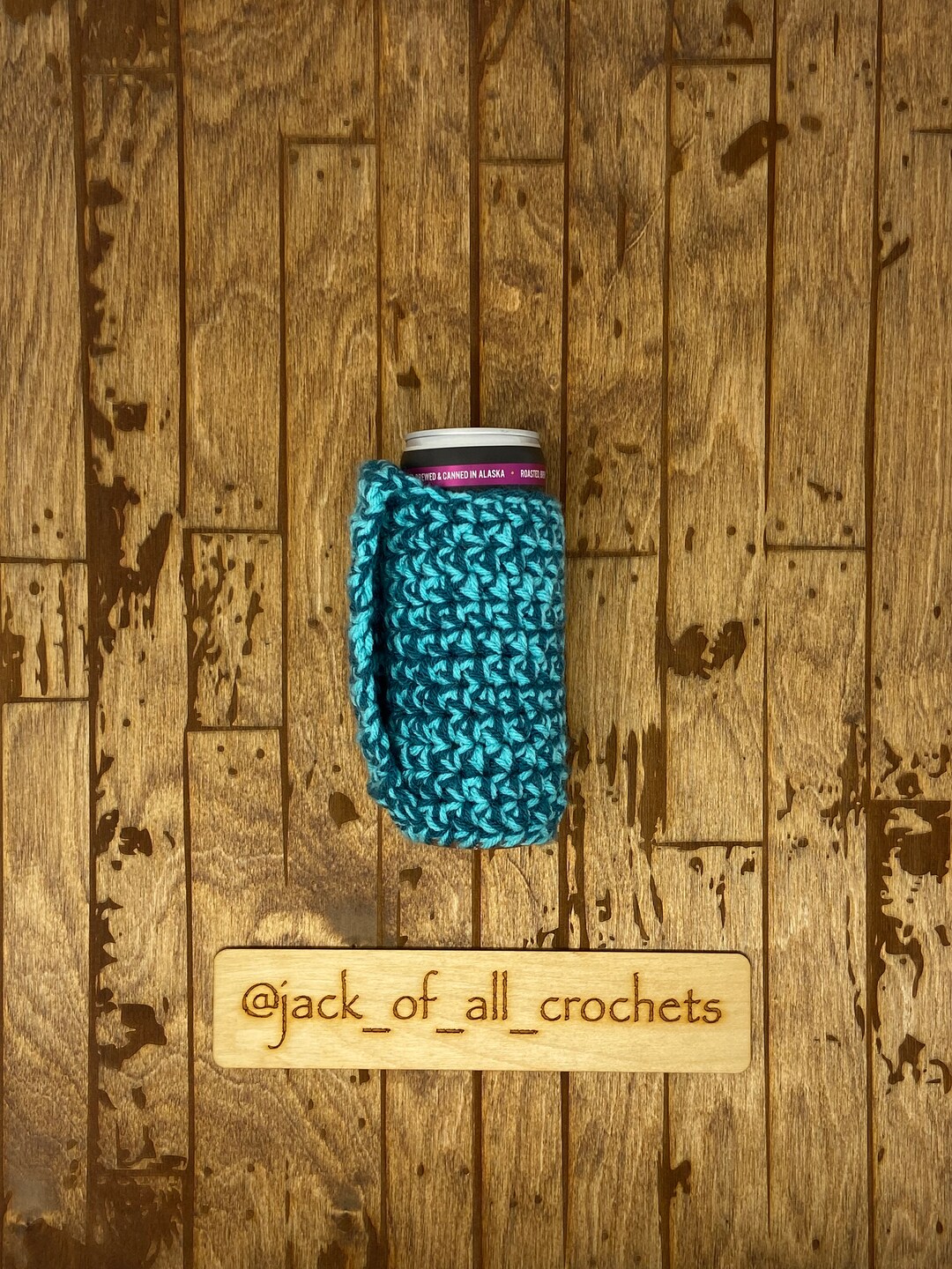 Skinny Can Cozy/koozie/kozy With Handle and Wood Bottom, Handmade, Gift ...