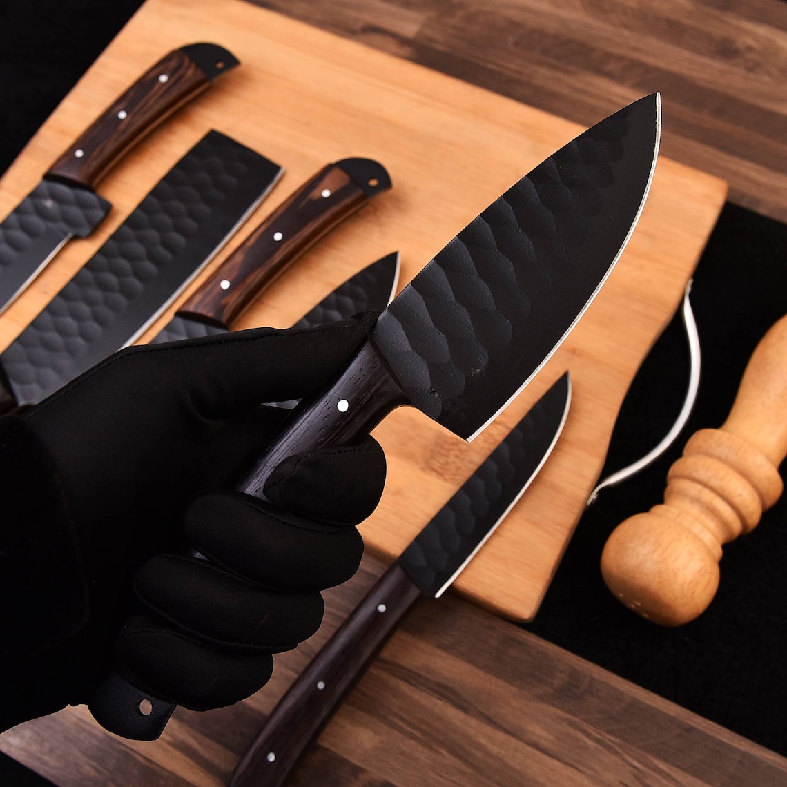 Hand Forged Chef Knife Set BBQ Knife Set of 5pcs Chef Set, Chef Knife ...