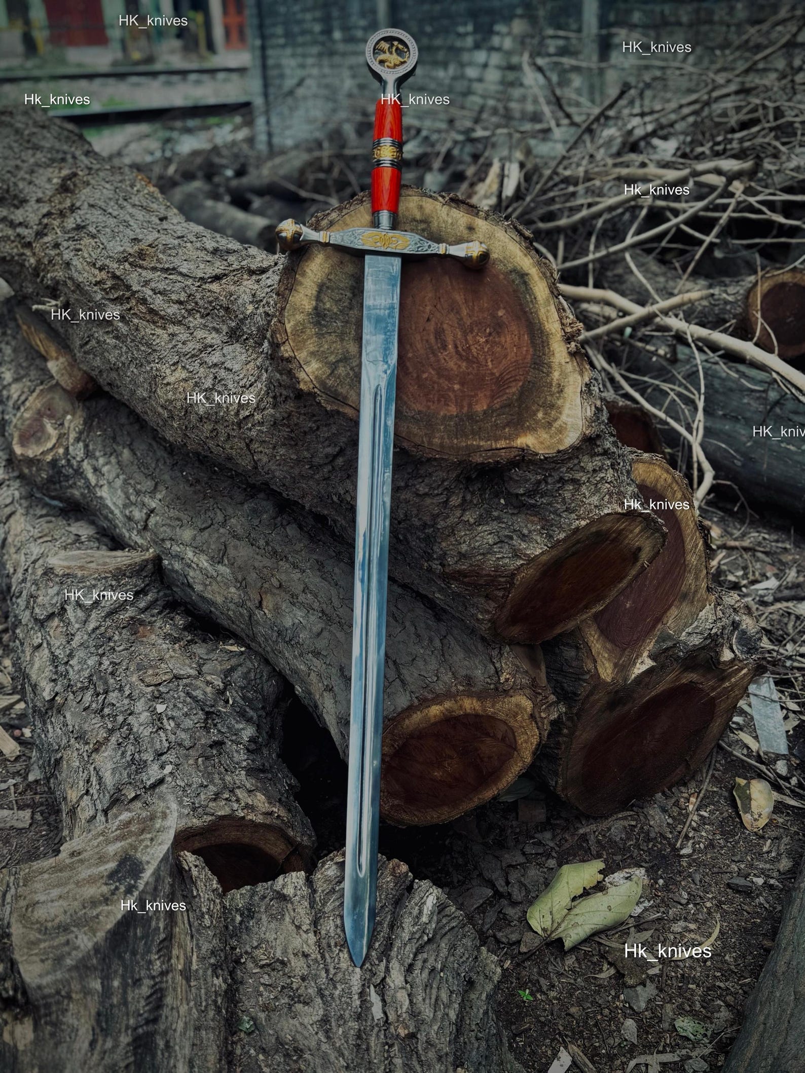 Handmade Damascus&steel Templar Knight Sword Longsword With Wood Handle ...