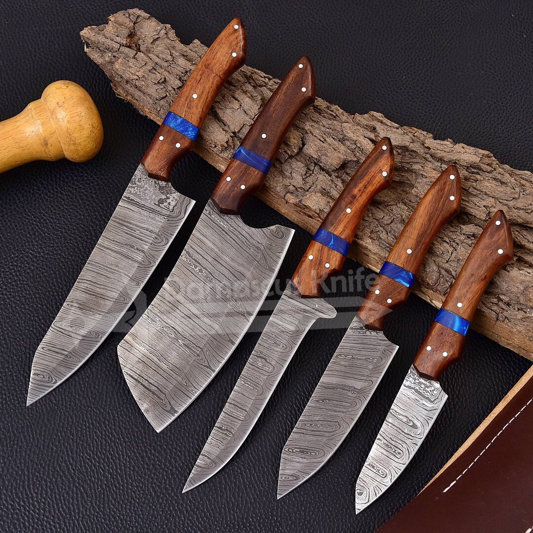 Hand Forged Damascus Steel, BBQ Knife Set, Chef Knife Set, Custom Knife ...