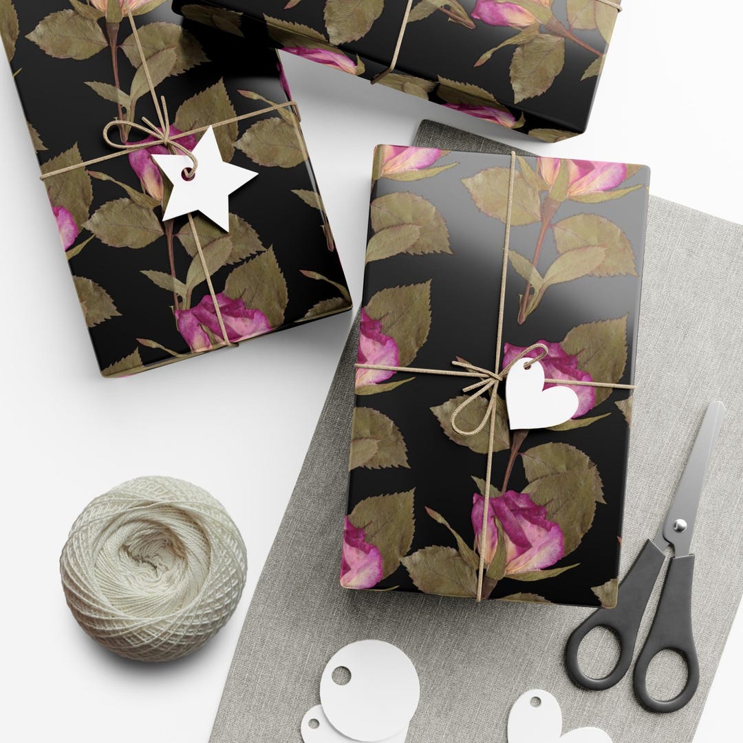 Floral Gift Wrap Paper, Elegant Rose Gift Wrap, Eco-friendly Wrapping ...