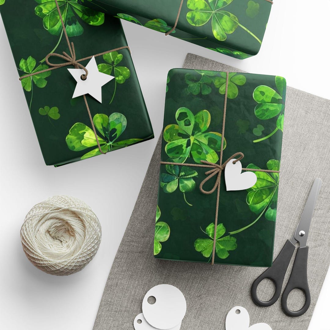 Wrapping Papers, Green Clover Gift Wrap, Good Luck Holiday Paper, Any ...