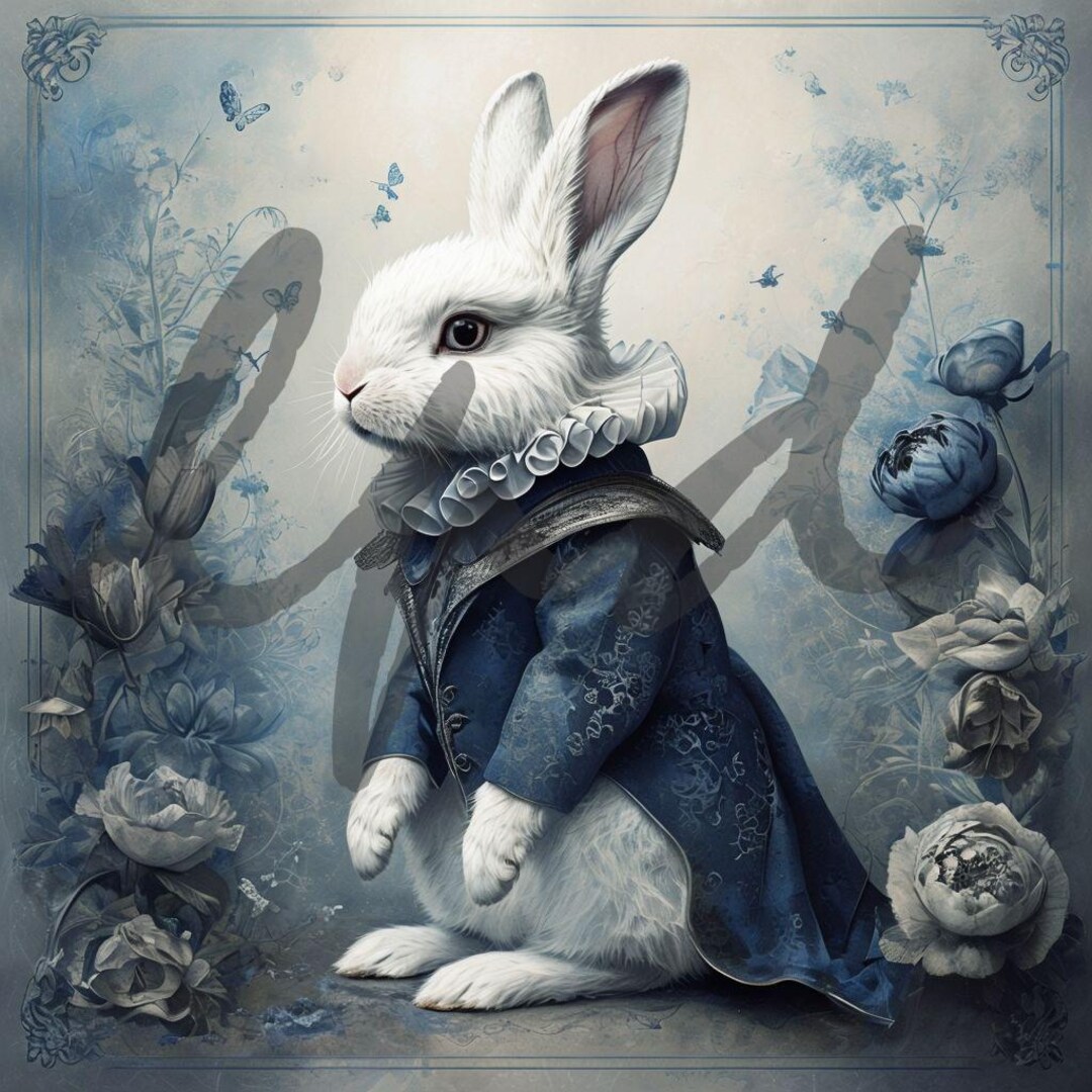 Whimsical Bunny Art, Vintage Animal Print, Wall Décor for Home, Nursery ...