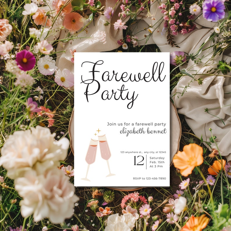 Modern Farewell Party Invite - Goodbye Party Celebration Invitation ...