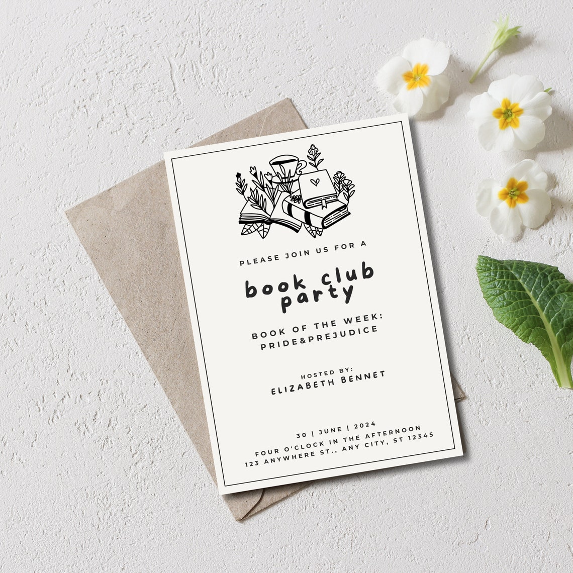 Book Club Invite Template, Book Club Invitation Book Club Meeting Book ...