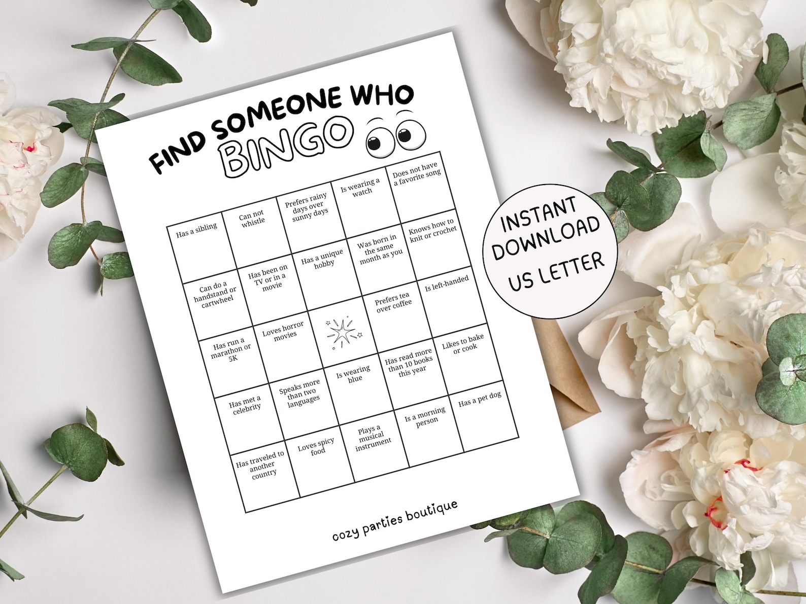Find Someone Who Bingo | Fun Icebreaker Game for Office Parties, Family ...