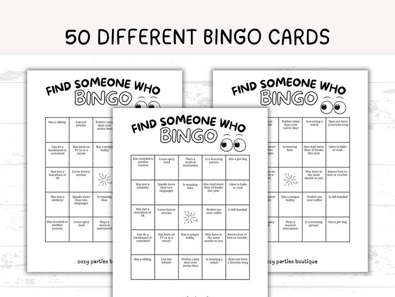 Find Someone Who Bingo | Fun Icebreaker Game for Office Parties, Family ...