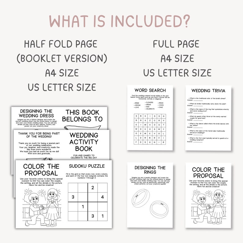 Printable Digital Kids Wedding Activity Book - DIY Wedding Coloring ...