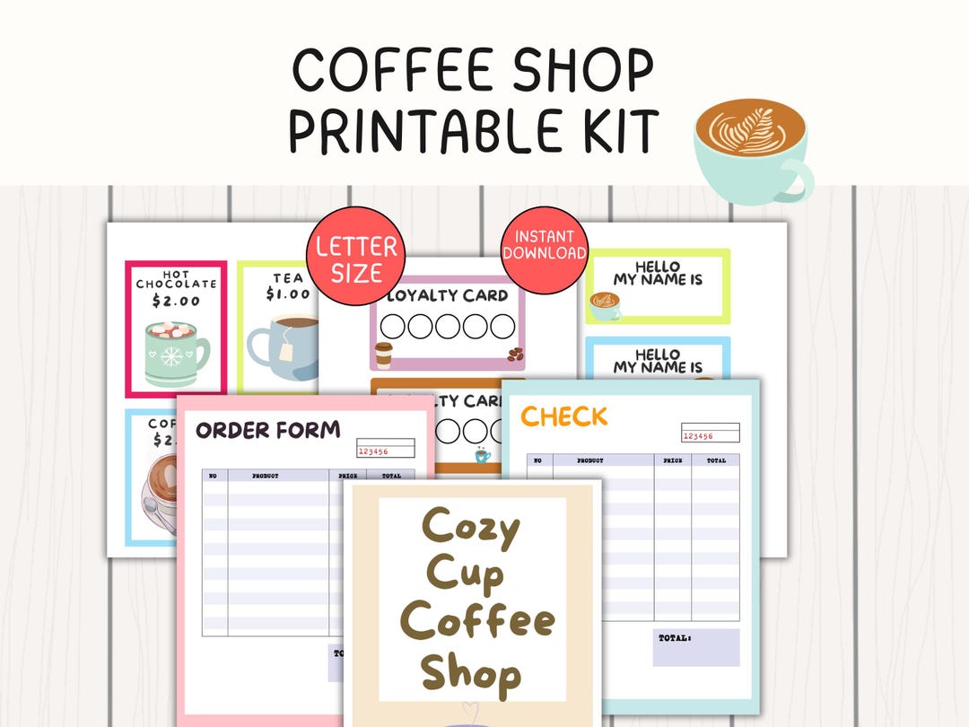 Dramatic Play Cafe Printable - Pretend Restaurant Role Play Set - Play ...