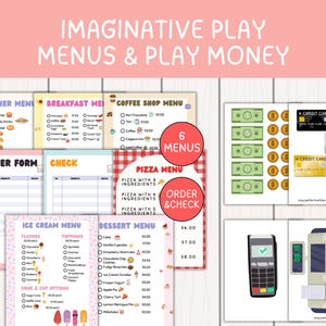 Pretend Play Menus - Fake Kids Menu, Fun Kids Menu for Kitchen Play ...