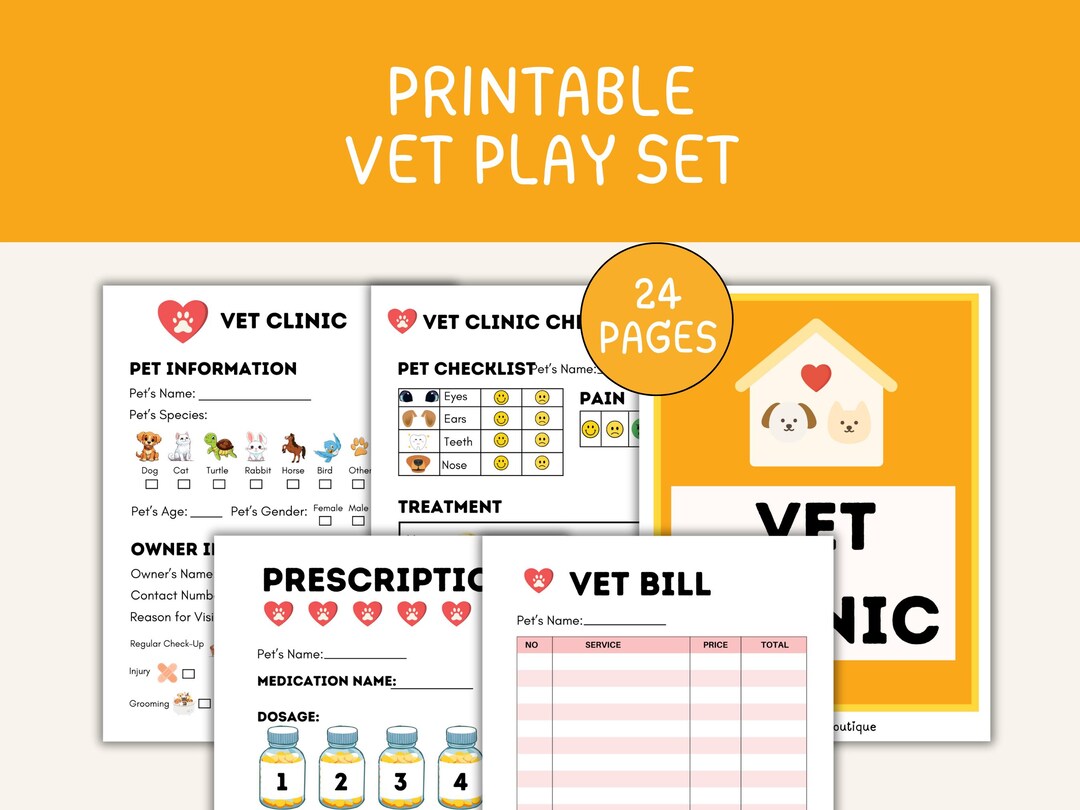 Printable Pretend Play Vet Set Dramatic Play for Kids Child Development ...