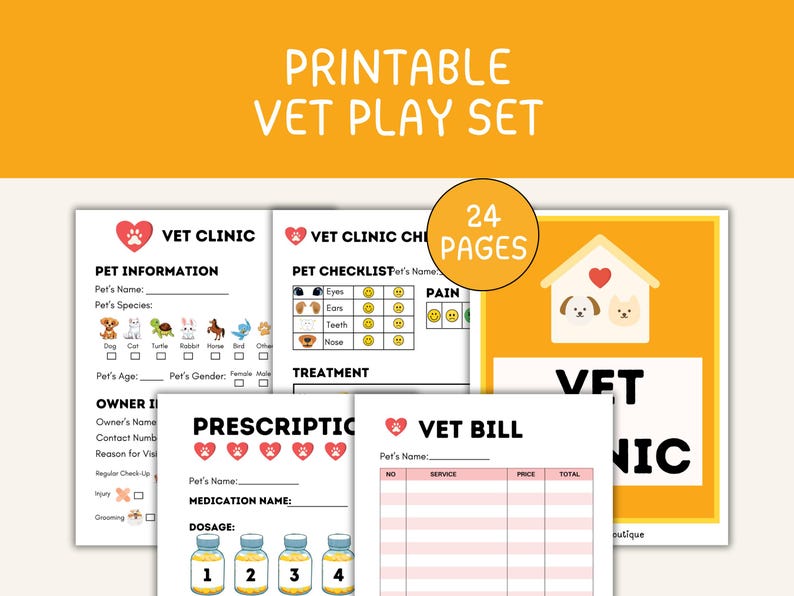 Printable Pretend Play Vet Set - Dramatic Play for Kids | Child ...