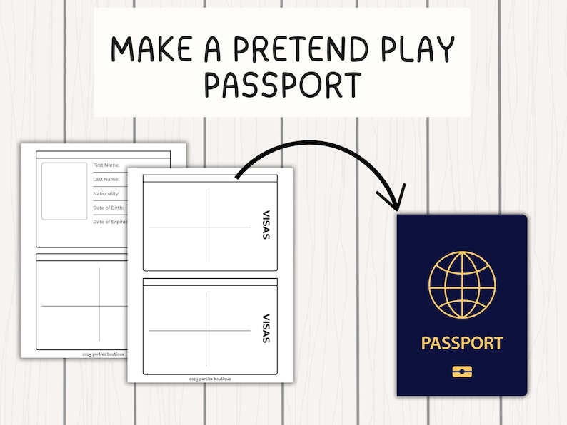 Pretend Play Printable Bundle Kids Passport Set Teacher Play Set Doctor ...