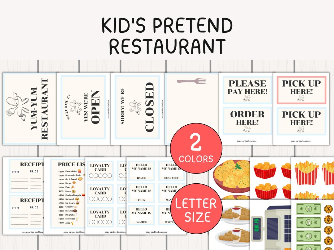 Play Restaurant Pretend Play Set -play Money, Preschool Activities ...