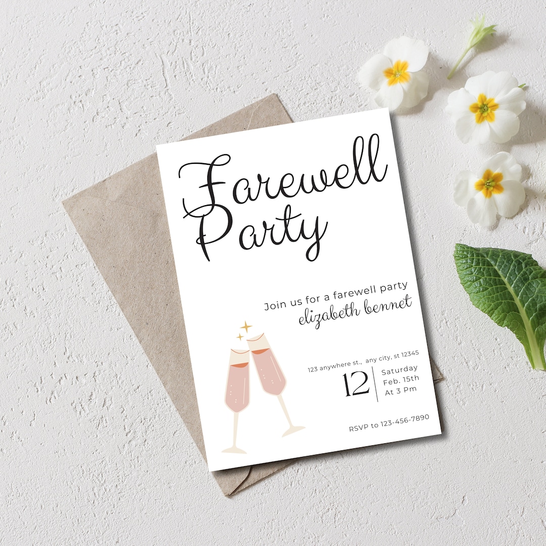 Modern Farewell Party Invite - Goodbye Party Celebration Invitation, Let's Celebrate, Cheers and ...