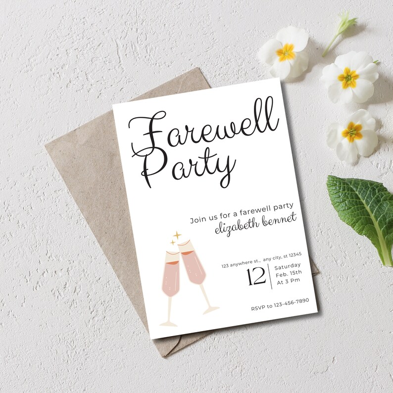 Modern Farewell Party Invite - Goodbye Party Celebration Invitation ...