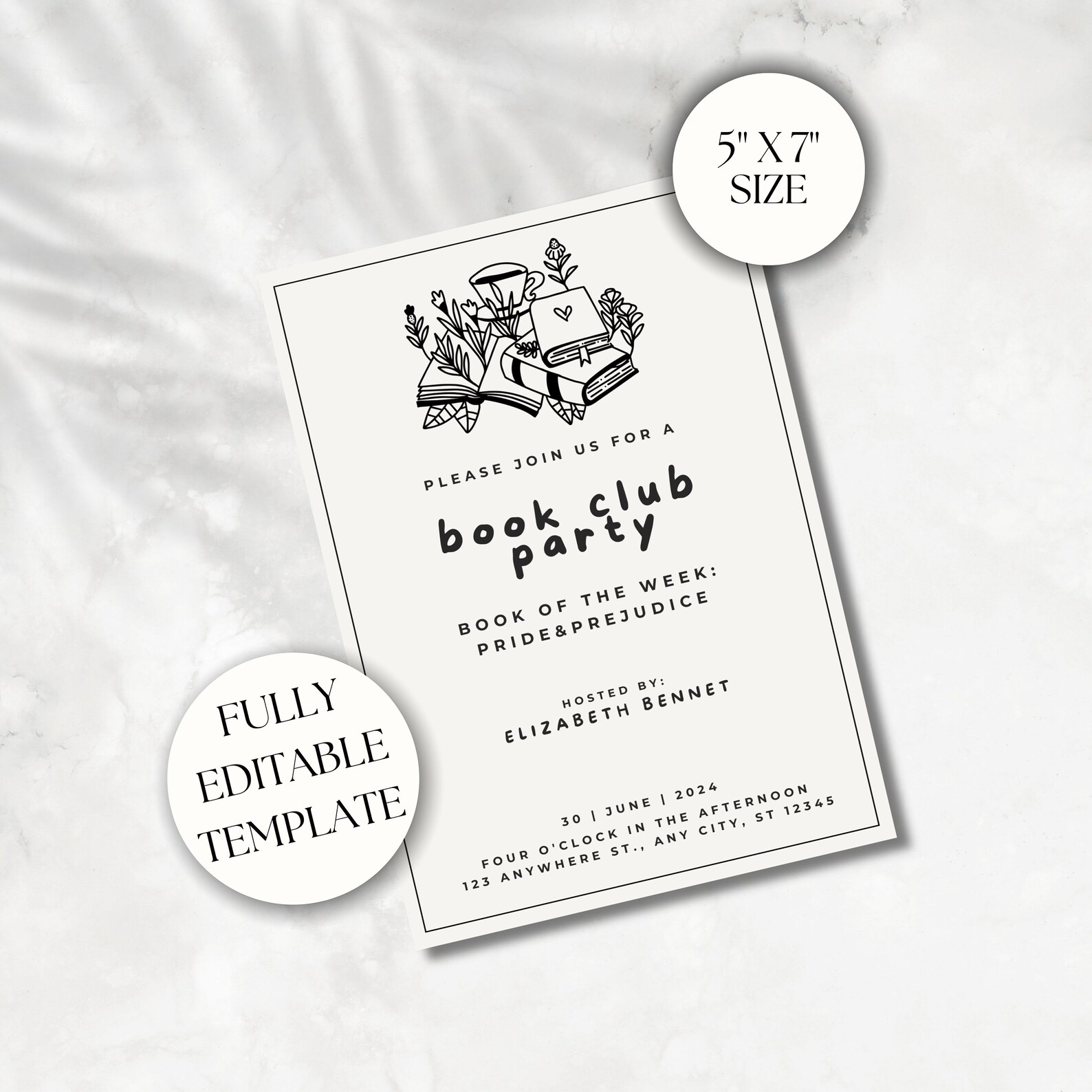 Book Club Invite Template, Book Club Invitation Book Club Meeting Book ...