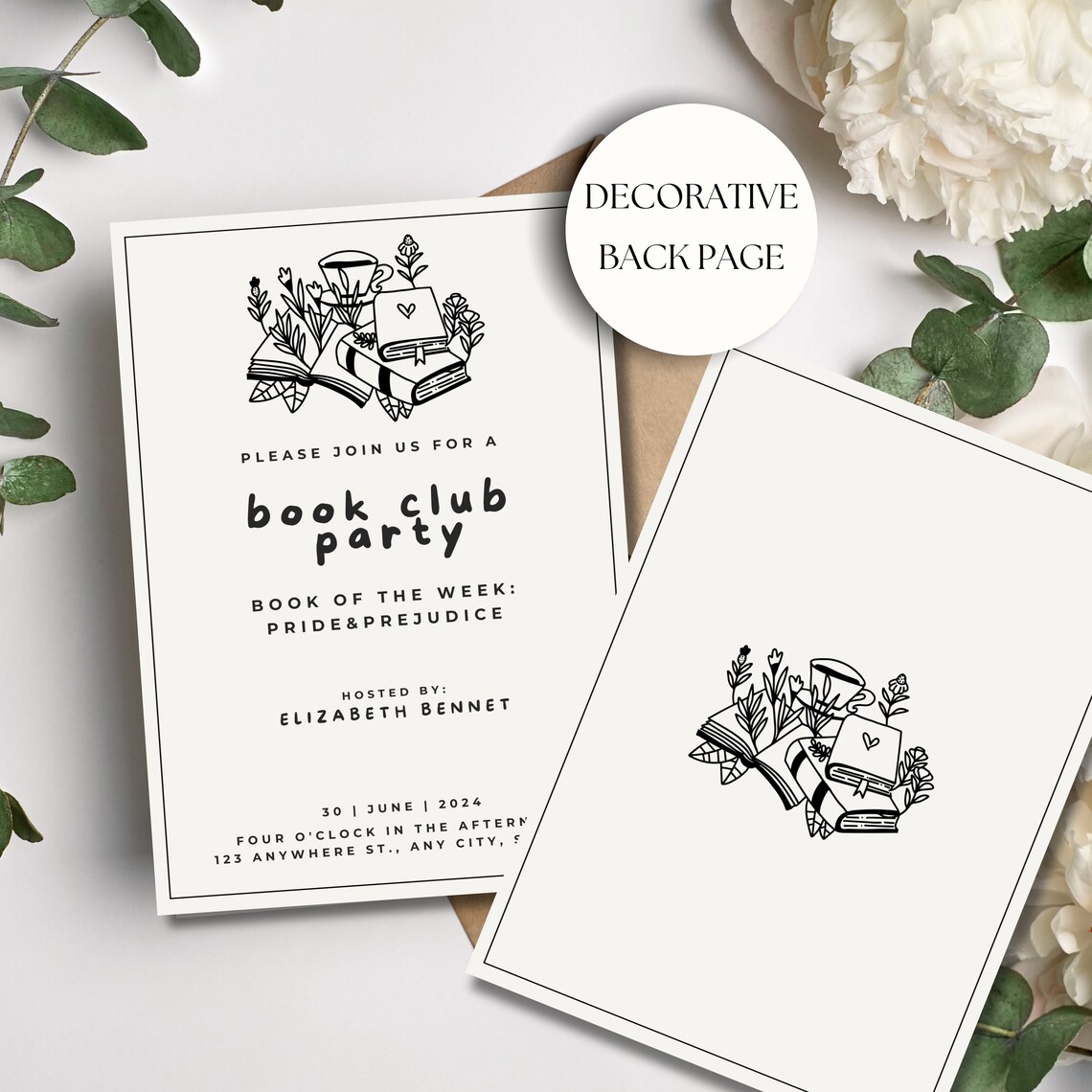 Book Club Invite Template, Book Club Invitation Book Club Meeting Book ...