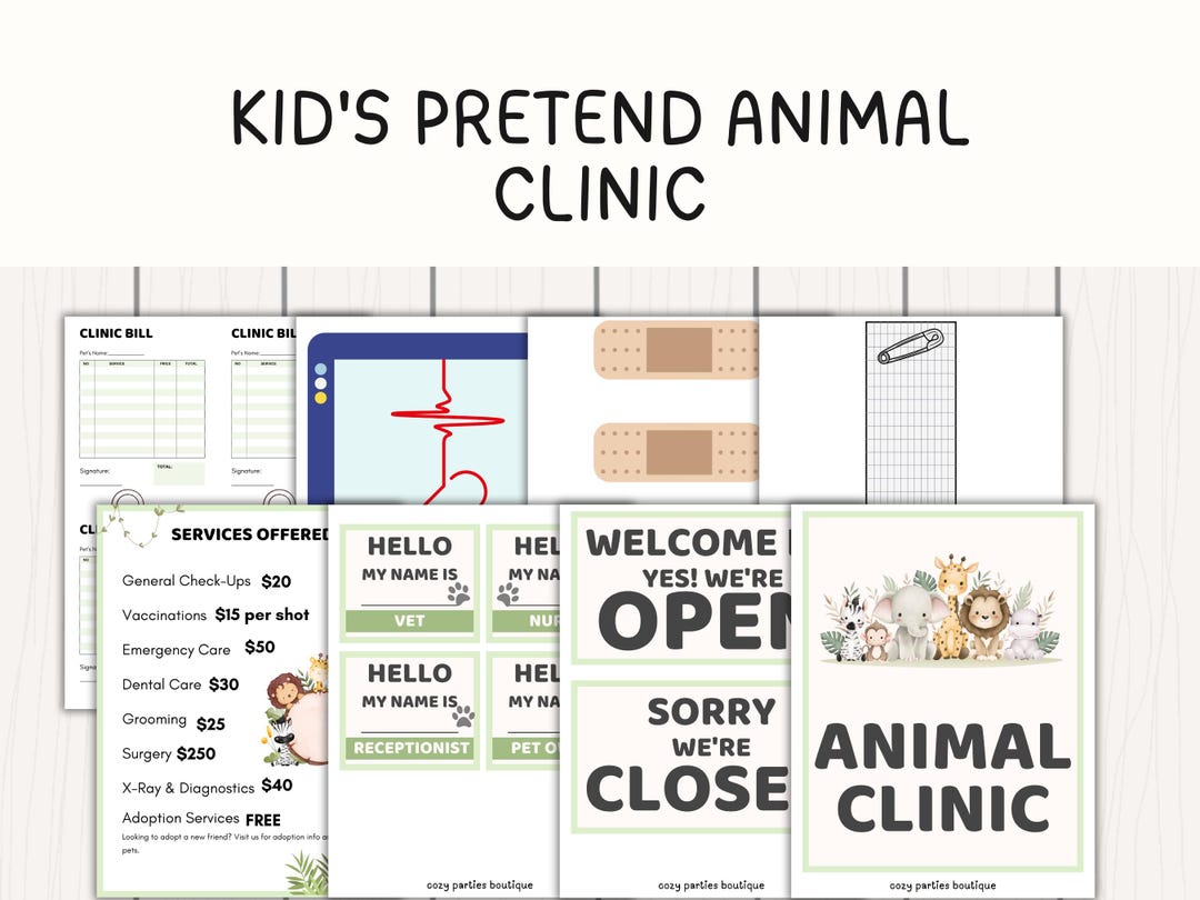 Pretend Play Kit - Fun Vet Clinic, Dramatic Role Play, Pretend Play ...