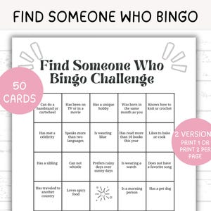 Find Someone Who Bingo – Fun Icebreaker Game for Office Parties, Family ...