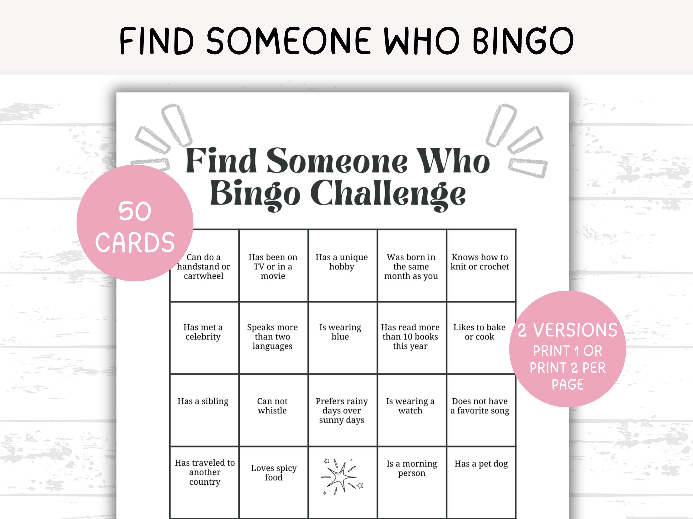 Find Someone Who Bingo – Fun Icebreaker Game for Office Parties, Family ...