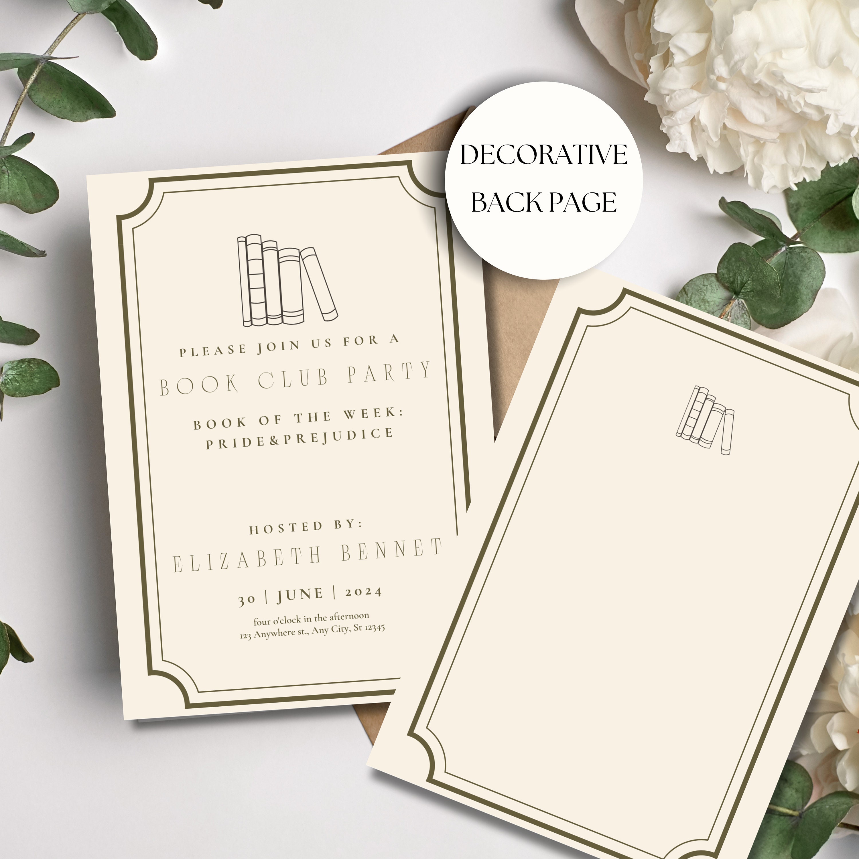 Vintage Book Club Party Invite Printable Book Club Invite Template for ...