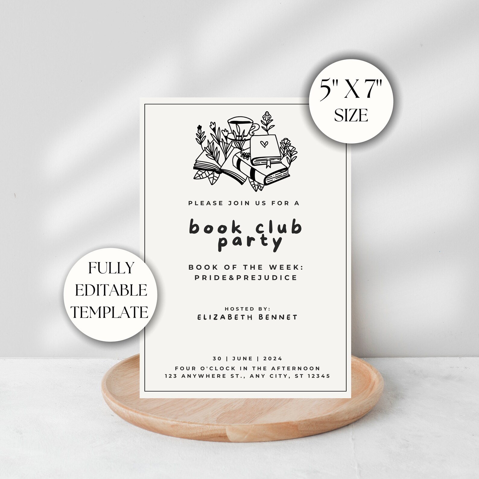 Book Club Invite Template, Book Club Invitation Book Club Meeting Book ...