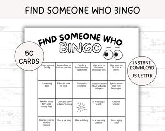 Find Someone Who Bingo – Fun Icebreaker Game for Office Parties, Family ...