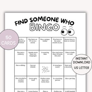 Find Someone Who Bingo | Fun Icebreaker Game for Office Parties, Family ...