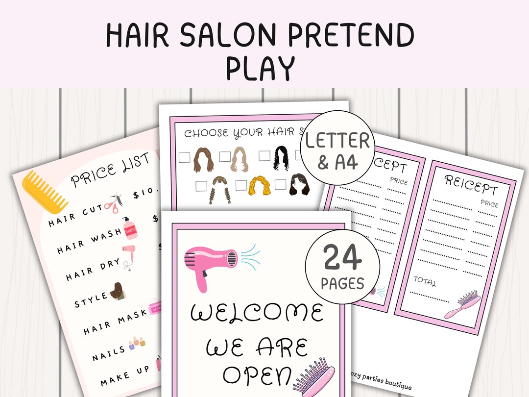 Hairdresser Play Set Printable – Salon Dramatic Play Kit for Preschool ...
