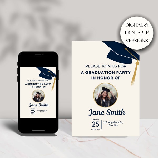 Electronic Party Evite Graduation Modern Graduation Invite Template ...
