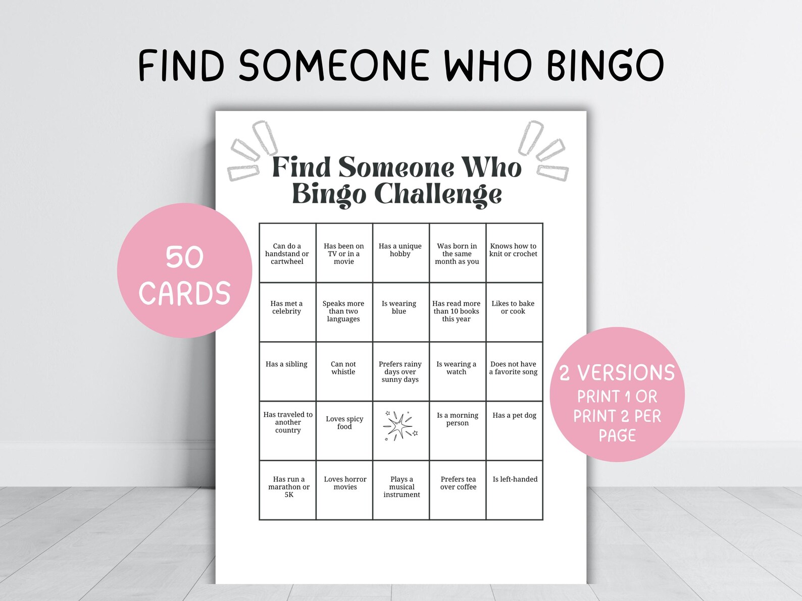 Find Someone Who Bingo – Fun Icebreaker Game for Office Parties, Family ...