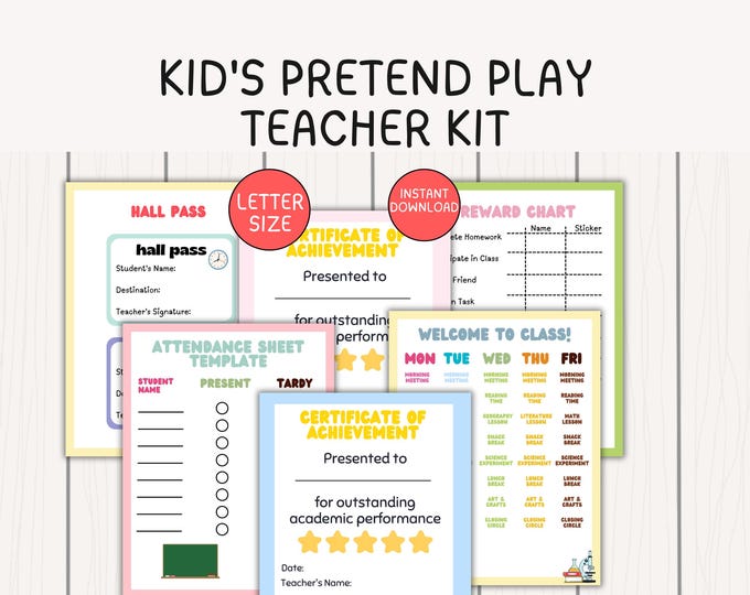 School / Teacher Pretend Play Printables - Etsy Canada