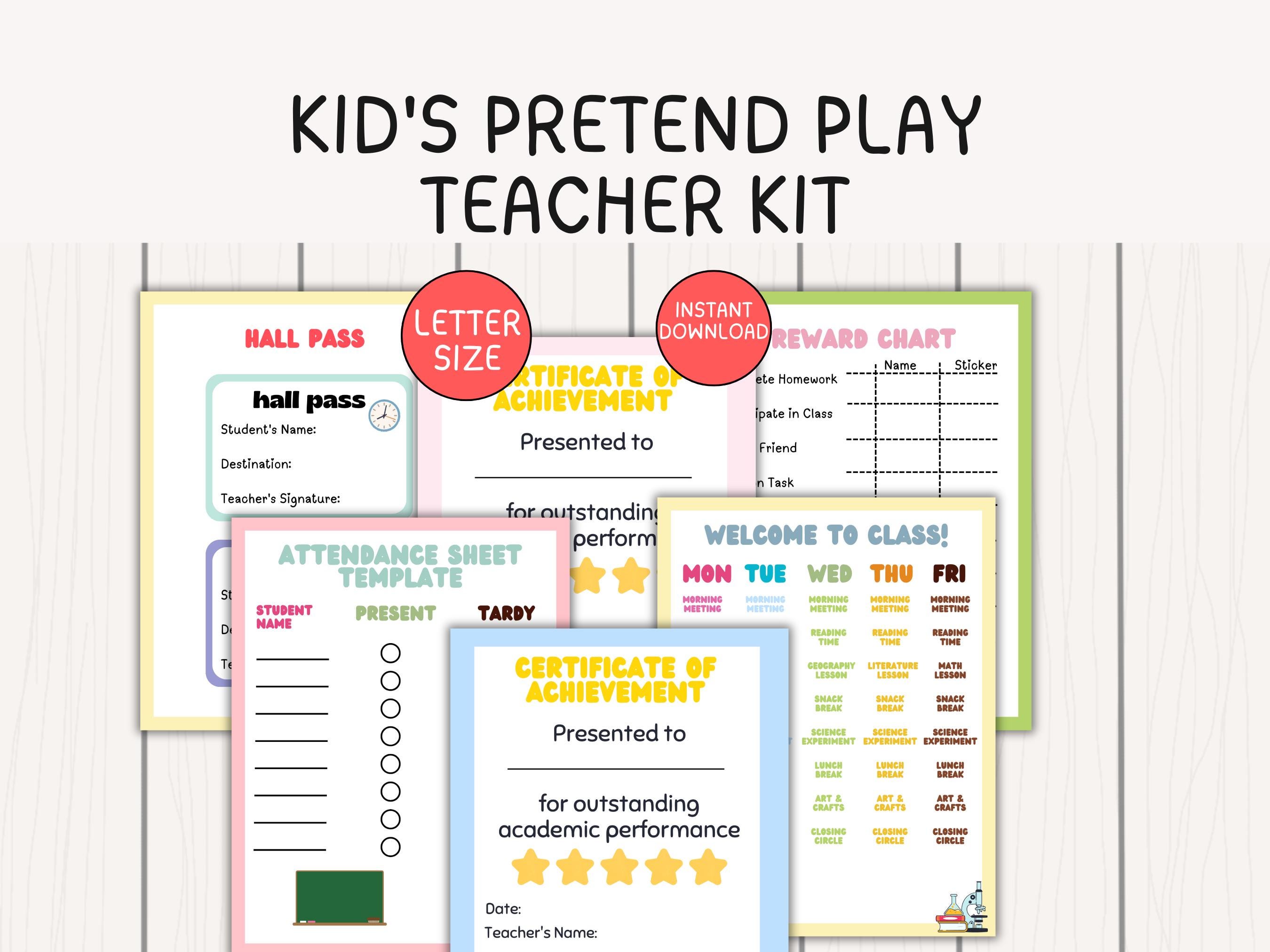 Teacher Printable Pretend Teacher Set Dramatic Play Imaginative Play ...
