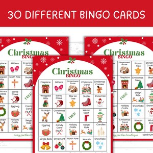 Printable Christmas Bingo Game Xmas Bingo Cards for Kids, Classroom ...