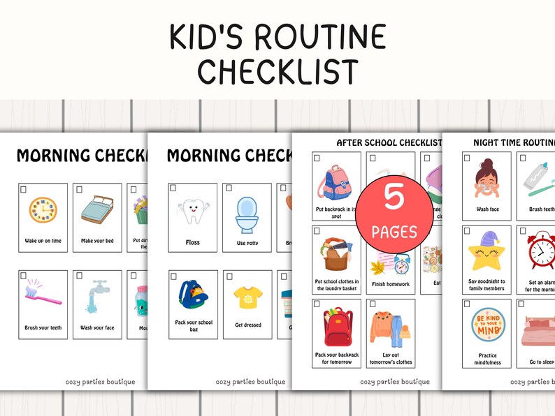 Kid Routine Checklist Kids Routine Chart Picture Chore Chart Daily ...