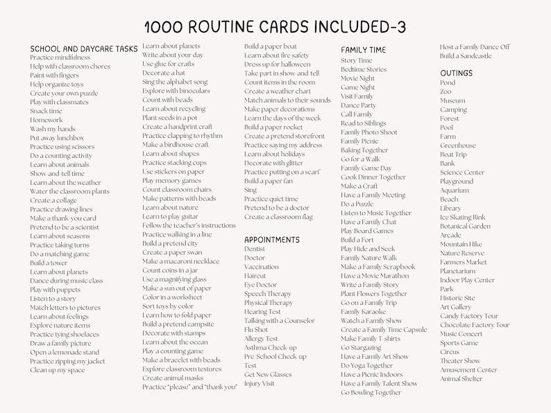 Kid Chores & Daily Routine Cards Routine Chart for Kids With Visual ...