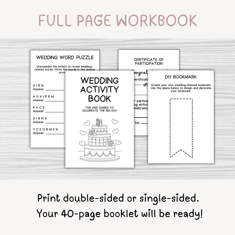 Printable Digital Kids Wedding Activity Book - DIY Wedding Coloring ...