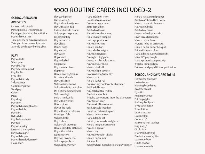 Kid Chores & Daily Routine Cards Routine Chart for Kids With Visual ...