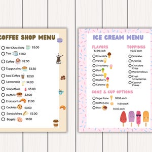 Pretend Play Menus - Fake Kids Menu, Fun Kids Menu for Kitchen Play ...