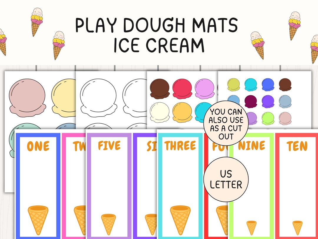 Printable Play Dough Mats Ice Cream Theme Montessori Play Dough ...