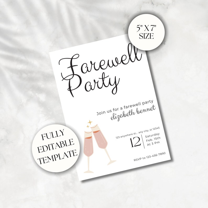 Modern Farewell Party Invite - Goodbye Party Celebration Invitation ...