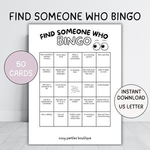 Find Someone Who Bingo | Fun Icebreaker Game for Office Parties, Family ...