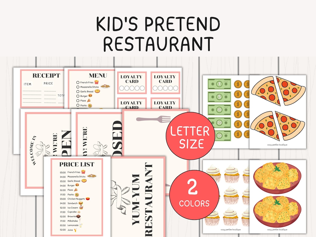 Play Restaurant Pretend Play Set -play Money, Preschool Activities ...