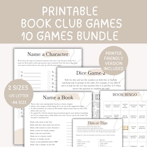 Book Club Party Game Bundle - Book Club Bingo Charades Virtual Book ...