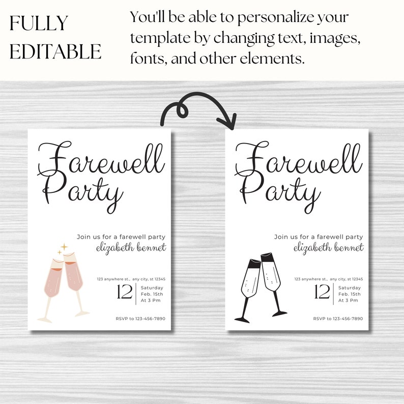 Modern Farewell Party Invite - Goodbye Party Celebration Invitation ...