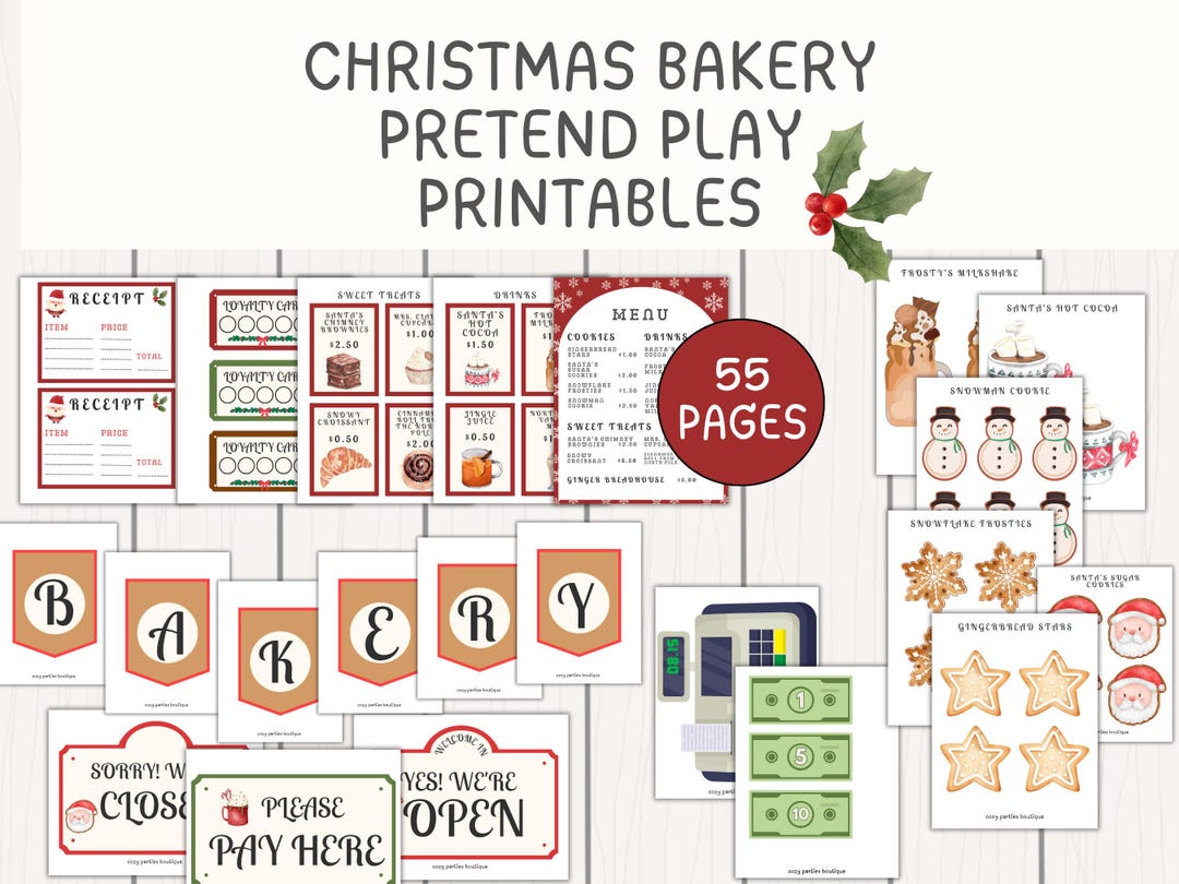 Christmas Printable Bakery Play Set for Kids, Pretend Play Kit ...