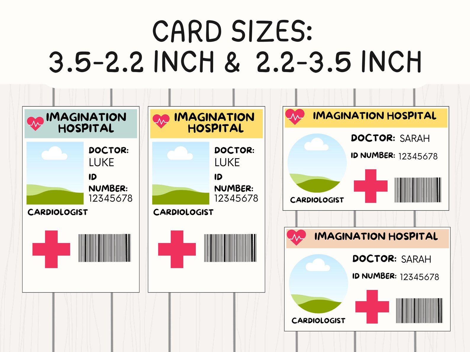 Editable Kids Doctor ID Badge Nurse Name Tag Pretend Play Medical Id ...